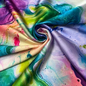 Soft Satin Charmeuse Digital Print 54" Wide Beautiful Green Fusia ...