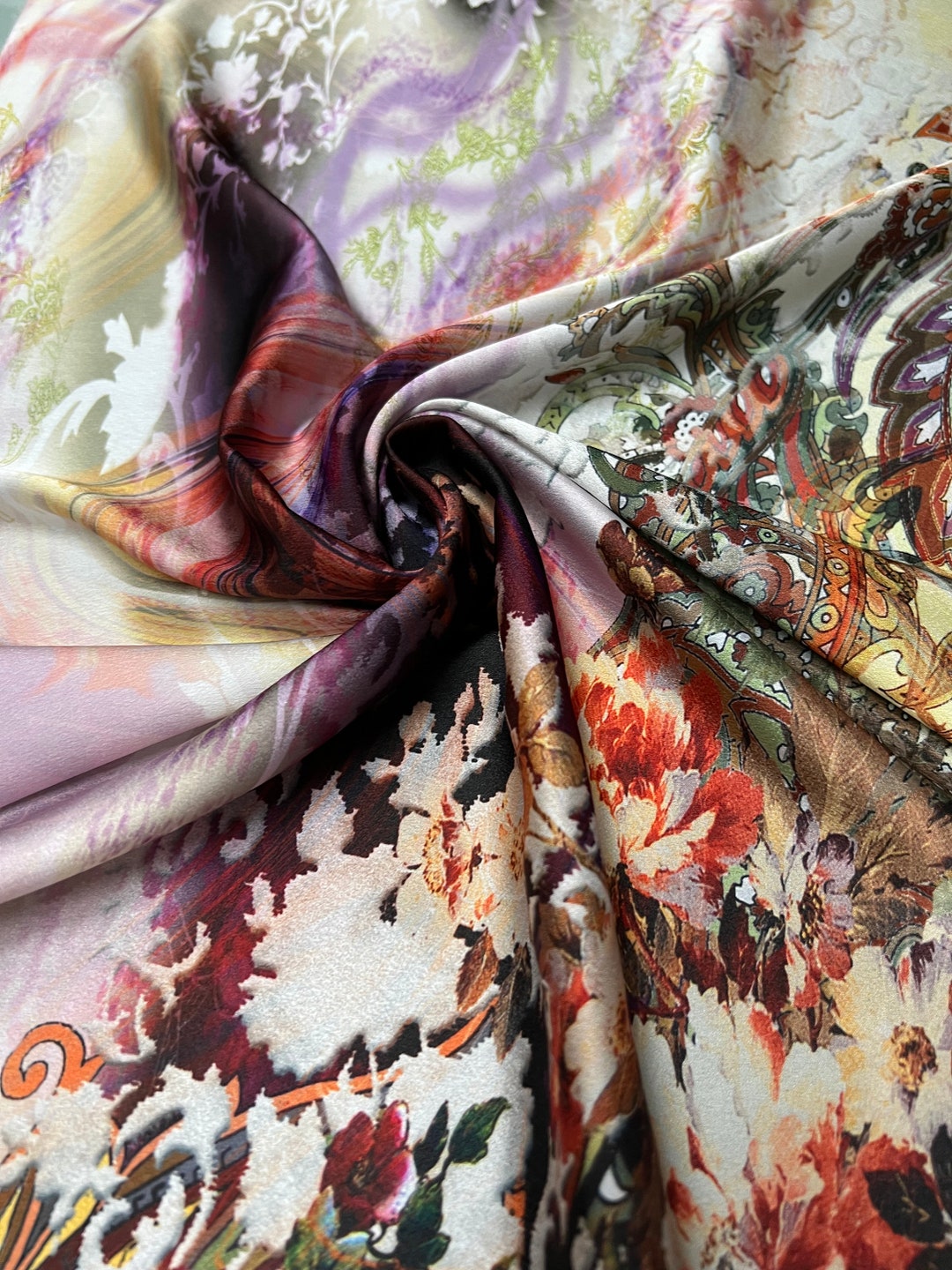 Soft Satin Charmouse Digital Print 54 Beautiful Border Style Multi ...
