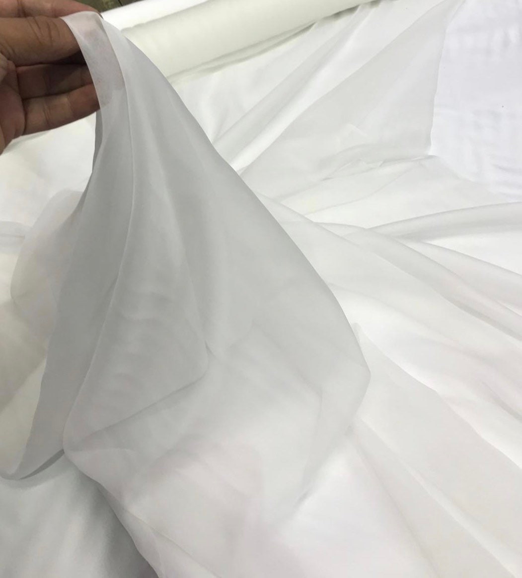 Silk chiffon 44 wide Ivory chiffon fabric sold by the yard