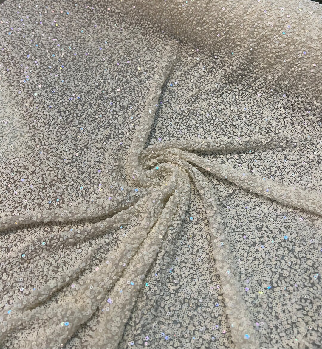 Beautiful Ivory on Ivory Tiny Florescent Sequin Hand Embroidered on ...