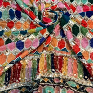Velvet Multi Color Border Style Embroidery 45 Wide - Etsy