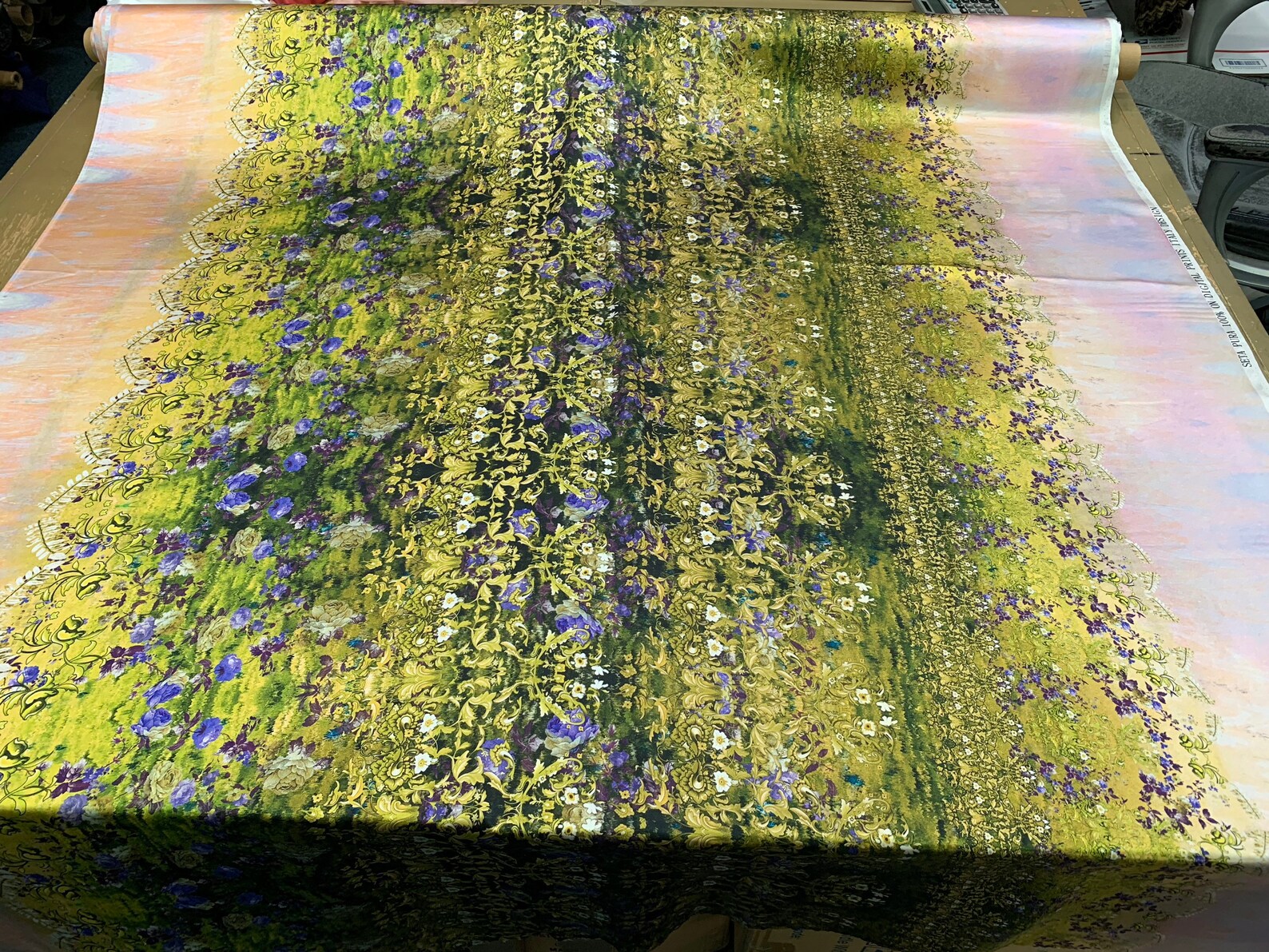 100% Silk Satin Charmouse 54 Wide. Beautiful Border Design - Etsy