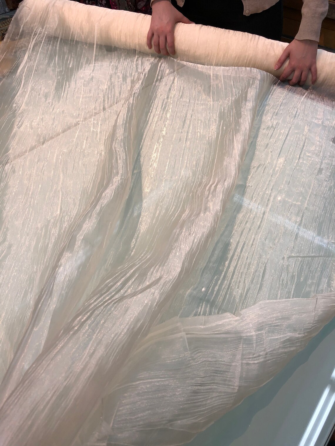 Crinkle Organza 100cm breit Schöner cremefarbener Stoff 100%30 - Etsy.de