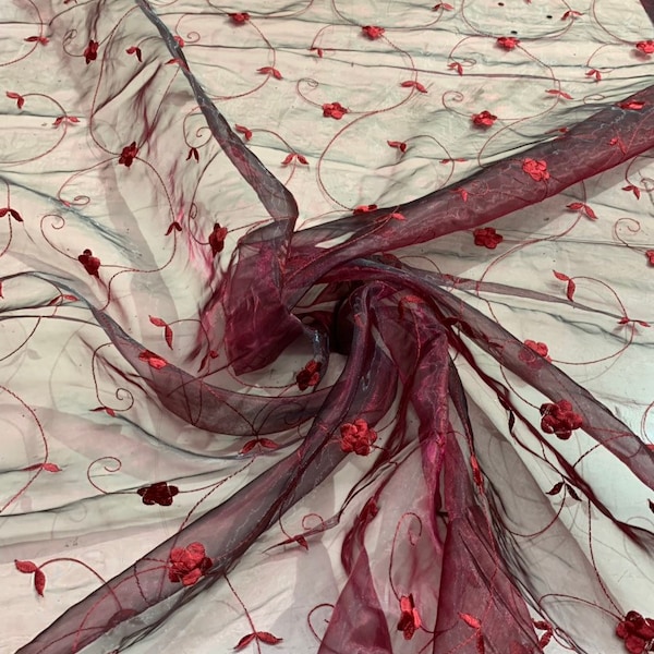 Embroidered Sheer Fabric - Etsy