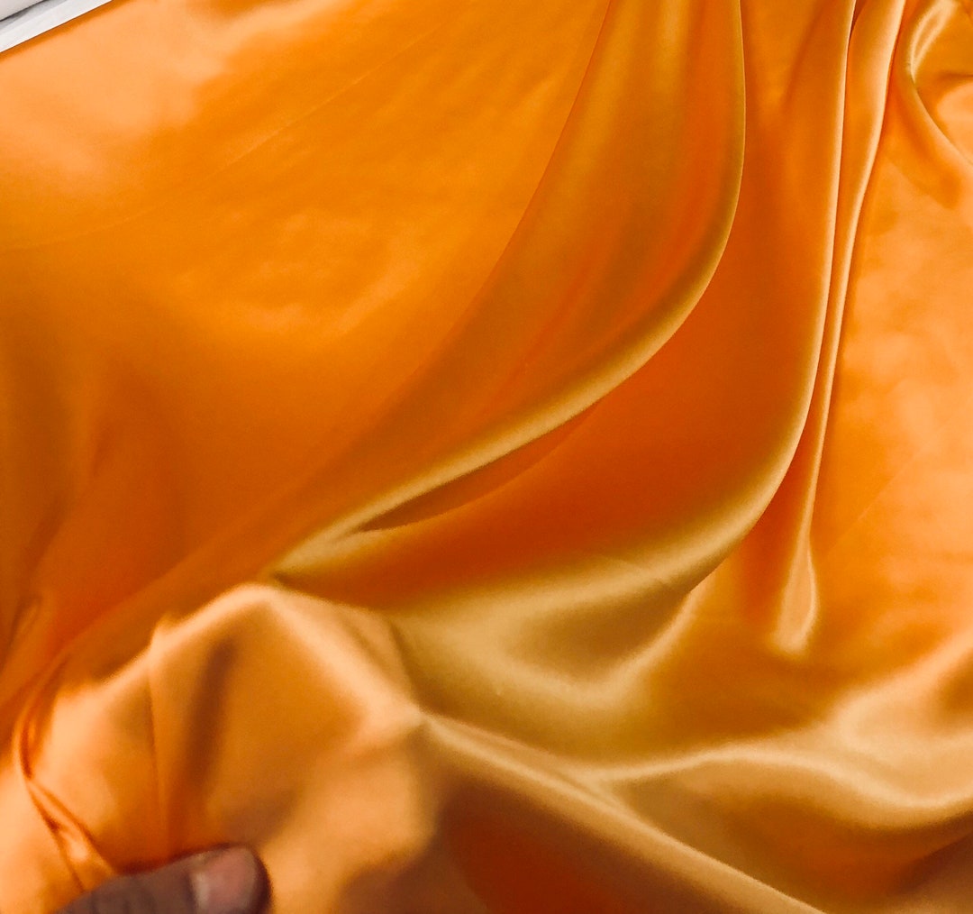 Silk Charmouse 54" Wide Beautiful Soft Orange Color Silk Satin ...