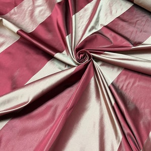 Silk Taffeta Plad 54" Wide Beautiful Wine and Gold 6” Wide Silk Satin Taffeta Stripe. Fabric ...