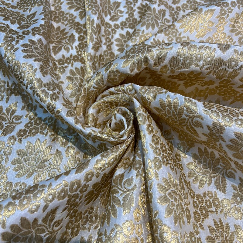 White Brocade - Etsy
