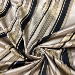 100% Silk Beautiful Light Gold Tan Shades With Black & Gold Satin ...