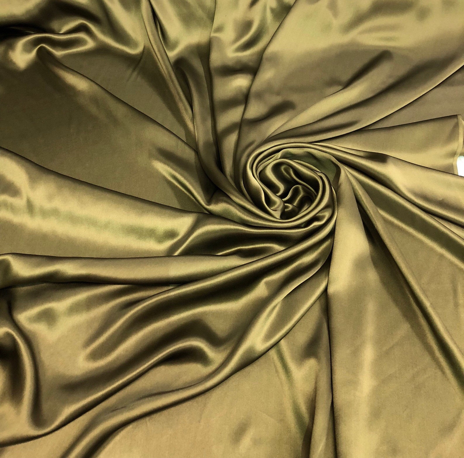 Silk Charmouse 54" Wide Beautiful Dark Olive Green Color Silk Satin ...