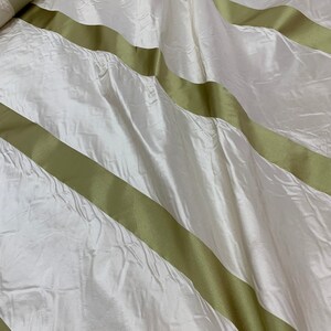 Beautiful 100% Silk Taffeta Satin Stripe. Beautiful Beige With Green Satin Stripe. Best Used for ...