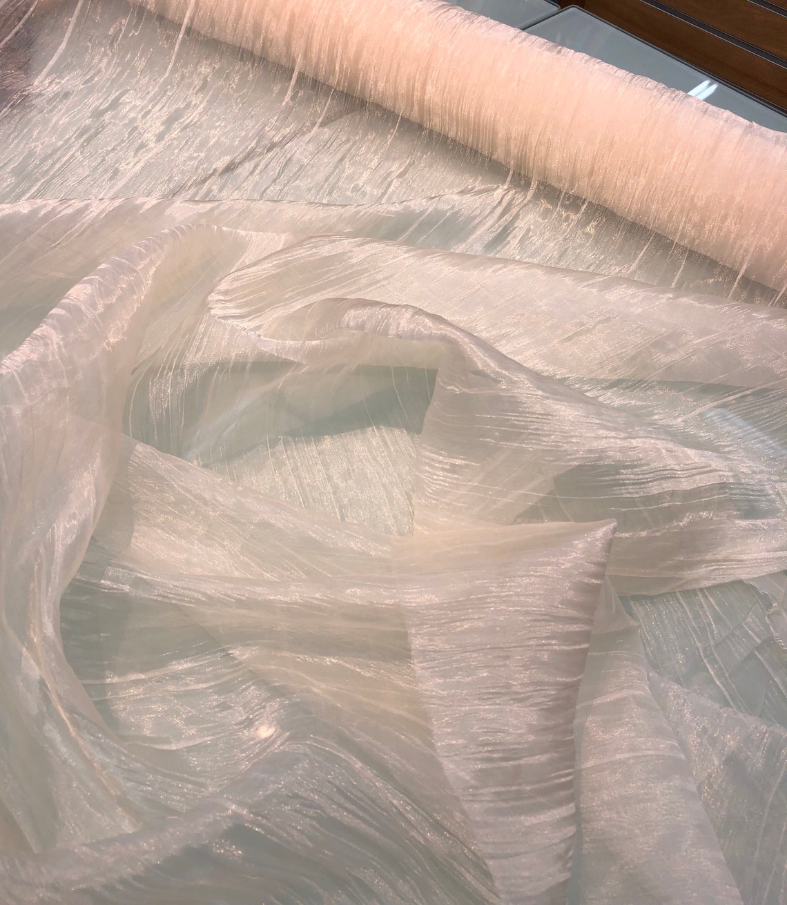 Crinkle Organza 100cm breit Schöner cremefarbener Stoff 100%30 - Etsy.de