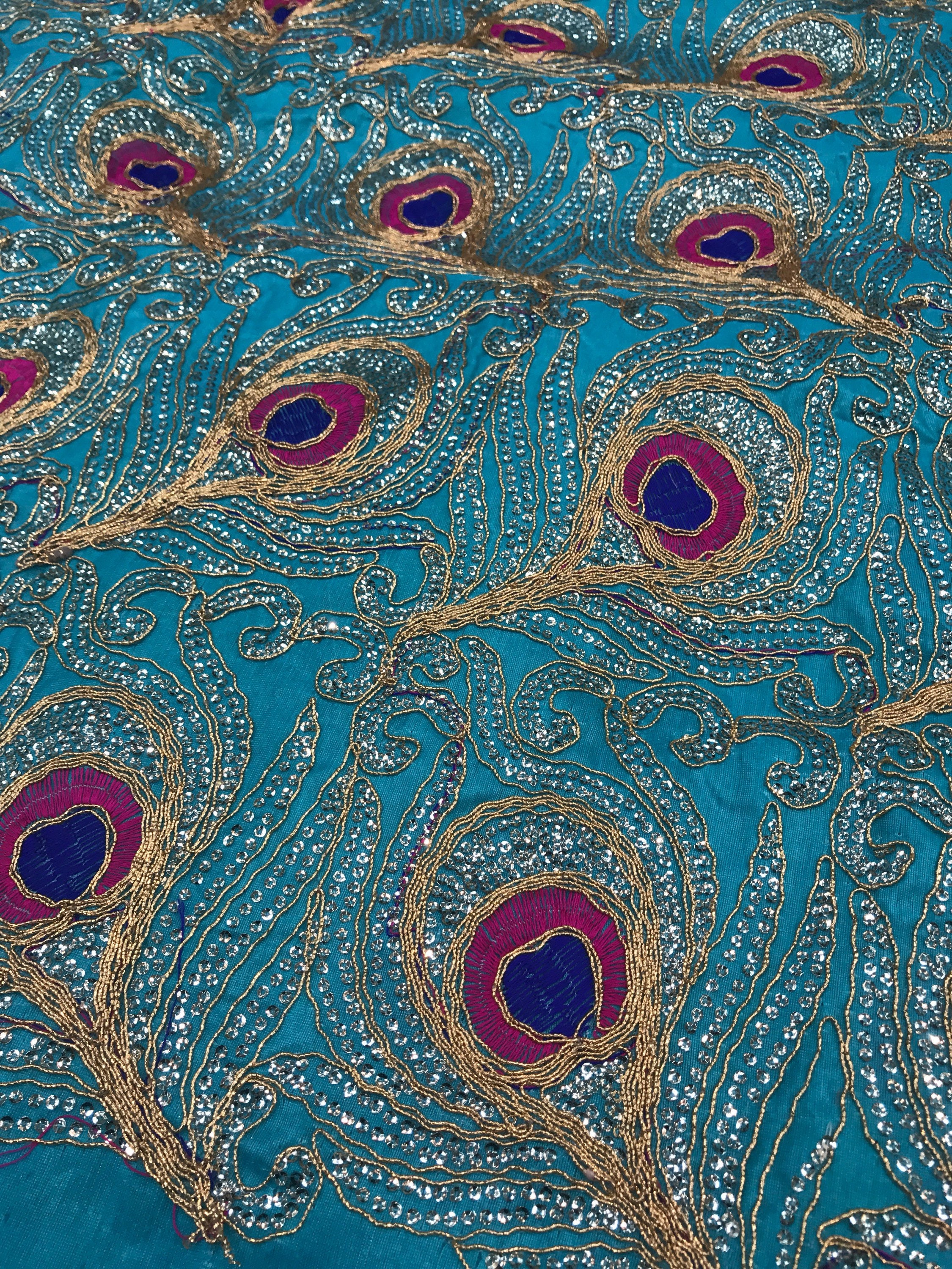 Peacock Feather Embroidery 44 Wide
