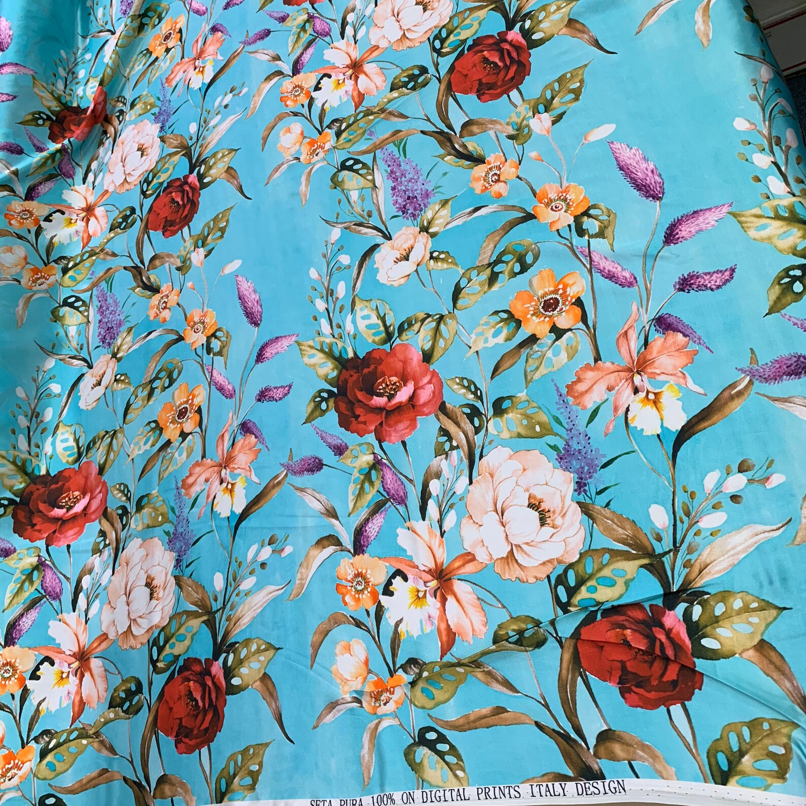 100% Silk Satin Charmouse Print 54 Wide. Beautiful Turguise - Etsy
