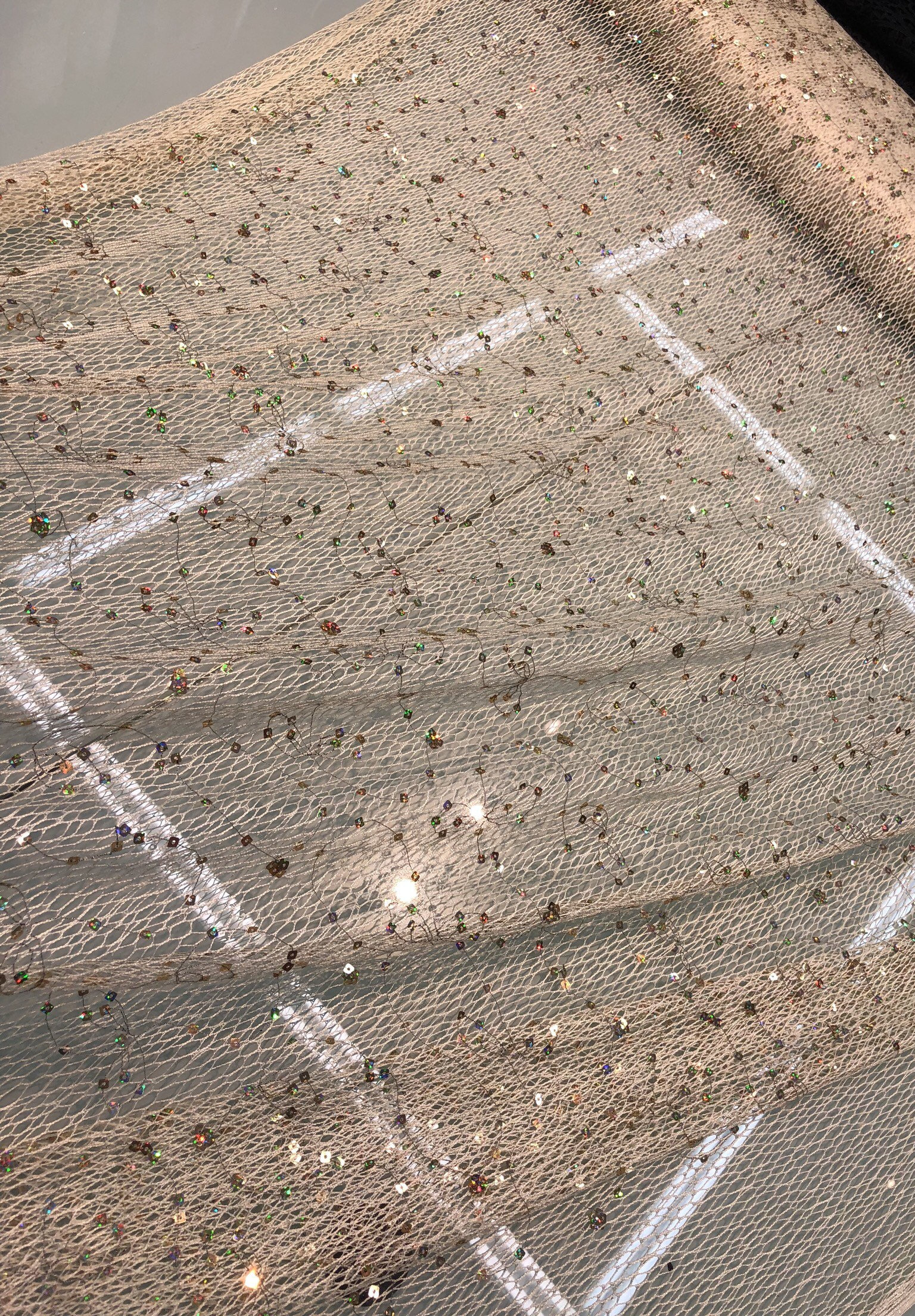 Spider web mesh with sequin embroidered beautiful cream color | Etsy