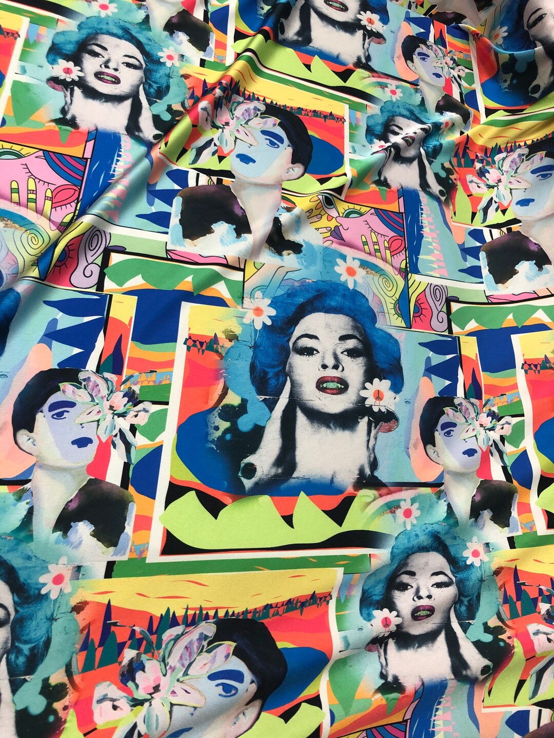 Beautiful Multi Color Face Design Abstract Design Digital Print on ...