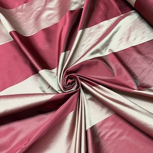 Silk Taffeta Plad 54" Wide Beautiful Wine and Gold 6” Wide Silk Satin Taffeta Stripe. Fabric ...