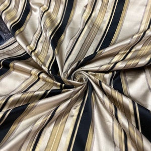 100% Silk Beautiful Light Gold Tan Shades With Black & Gold Satin ...