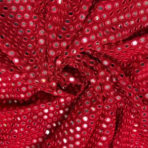 Chiffon With Sequins Mirror Embroidered 45 Wide Beautiful Red Color ...