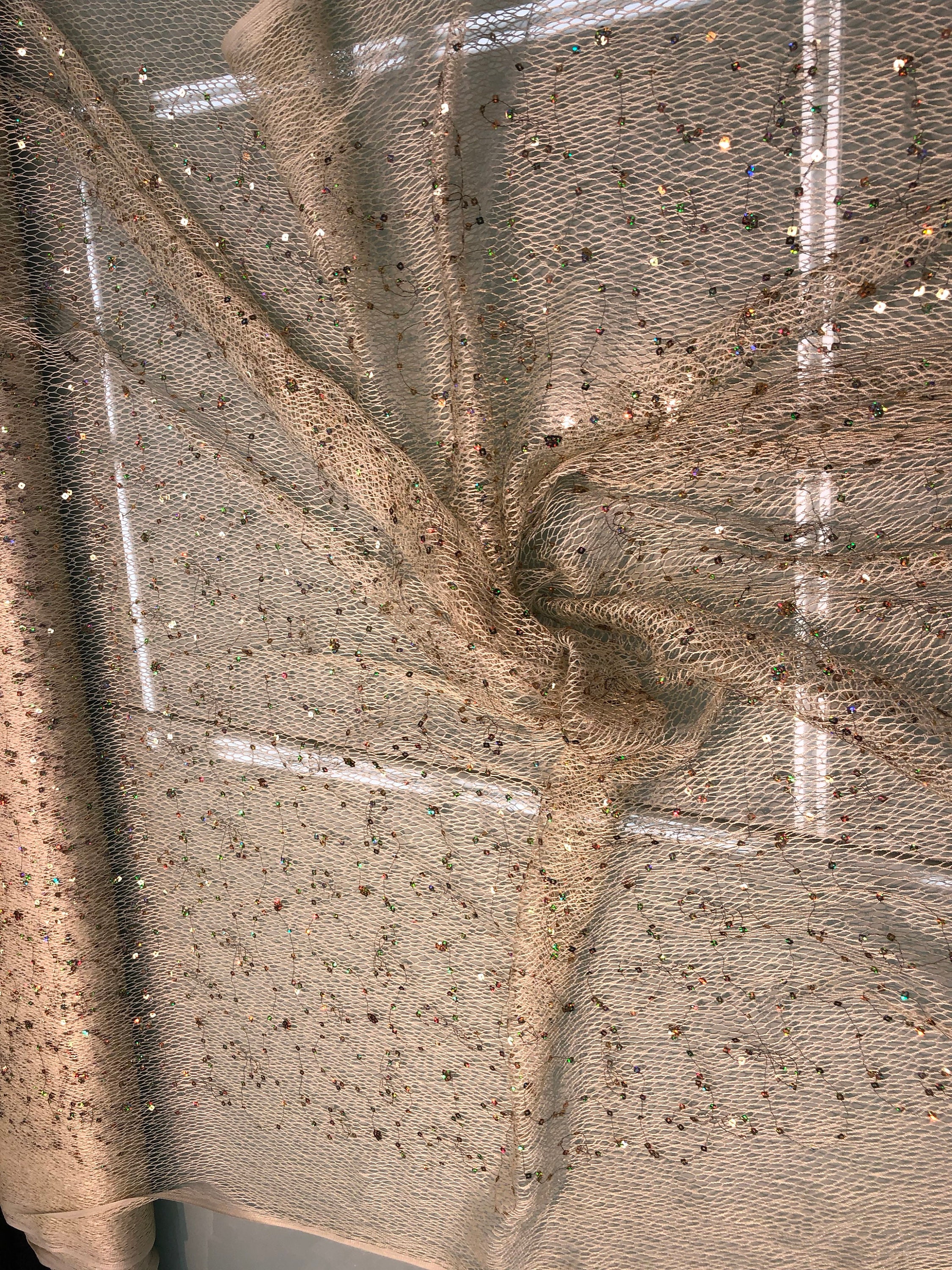 Spider web mesh with sequin embroidered beautiful cream color | Etsy