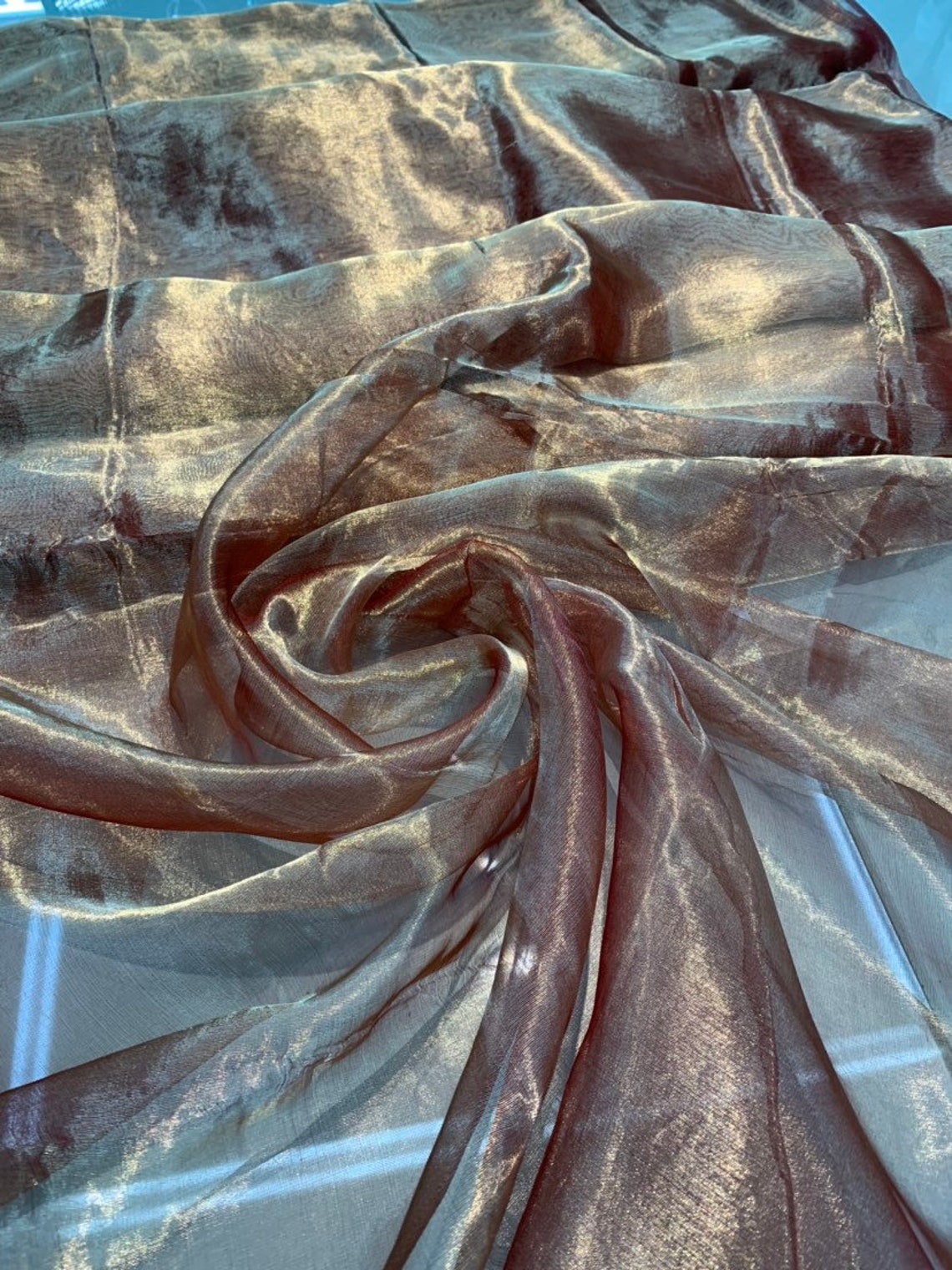 Metallic tissue organza gold color 100% Silk Organza | Etsy