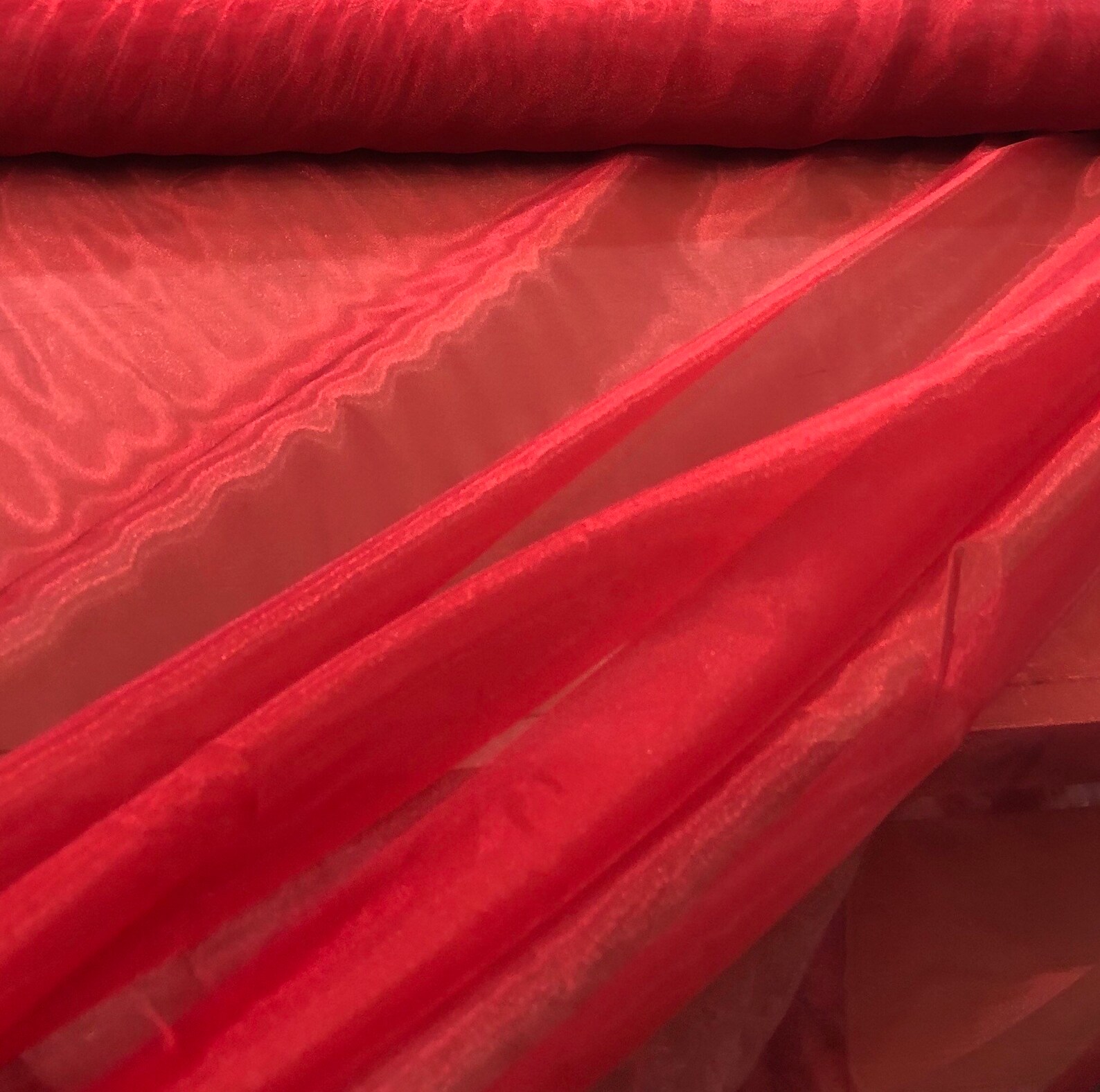 100% Polyester Oragnza Beautiful Red Color Poly Organza 60 Wide Fabric ...