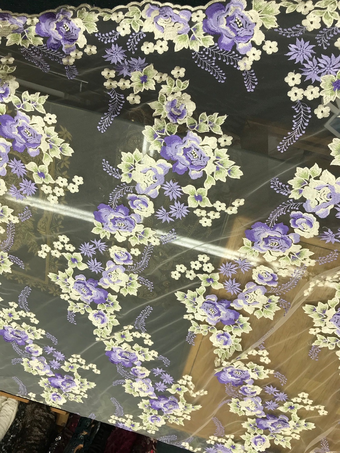 Italian designer fabric Floral embroidery on tulle fabric. | Etsy