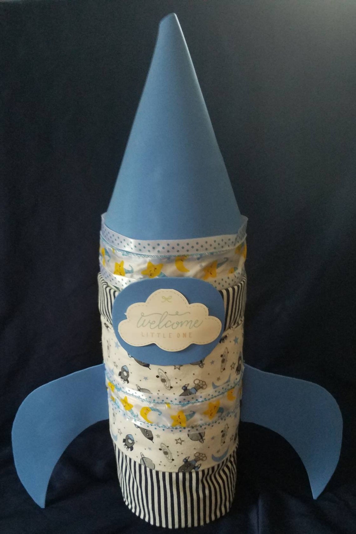Diaper Cake, Rocket, Rocketship, Outer Space, Baby Shower, Baby Boy ...