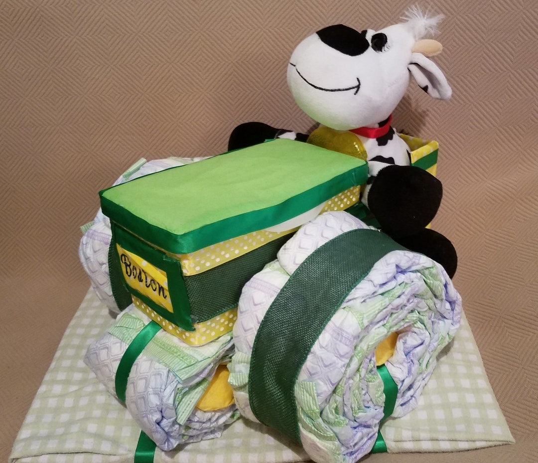 Tractor Diaper Cake, Farm Diaper Cake, John Deere Diaper Cake, Barnyard ...