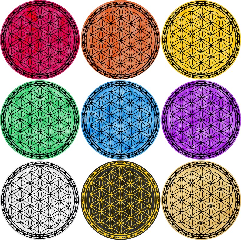 Sacred Geometry Crystal Grid Set 4 Crystal Grids/Coasters | Etsy