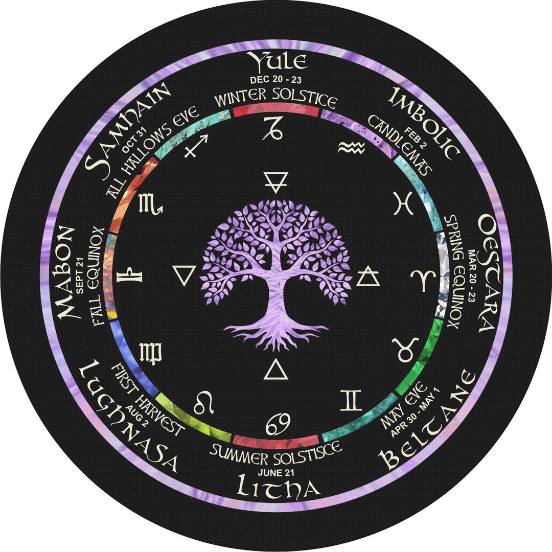 Tree of Life - Wheel of the Year - Pagan Wiccan Calendar Altar Wall Art ...