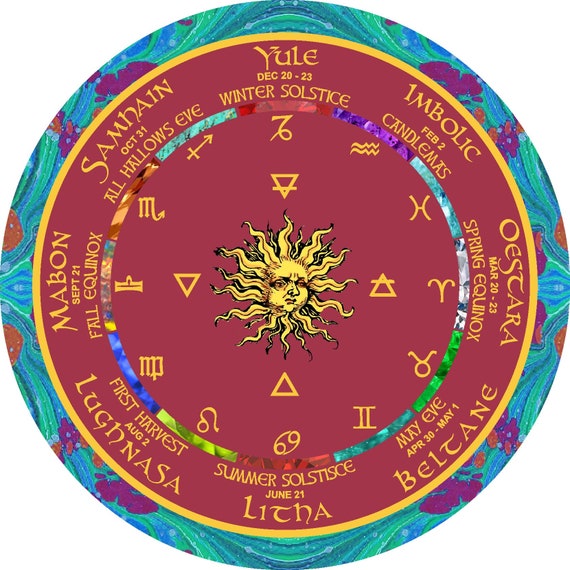 Celestial Sun Wheel of the Year Pagan Wiccan Calendar Altar | Etsy