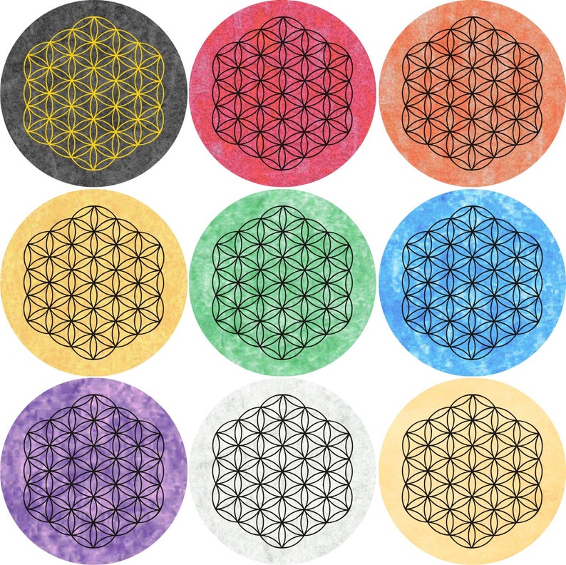 Sacred Geometry Crystal Grid Set 4 Crystal Grids/Coasters | Etsy