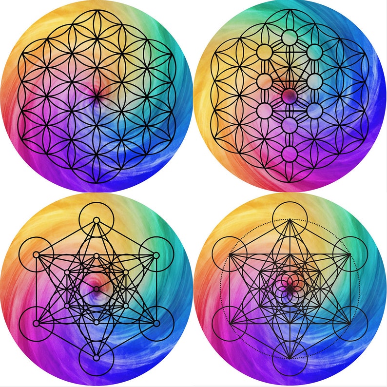 Sacred Geometry Crystal Grid Set 4 Crystal Grids/Coasters | Etsy