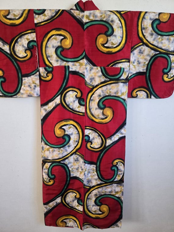 Rare pattern, 1930s Antique Japanese Silk KIMONO Robe… - Gem