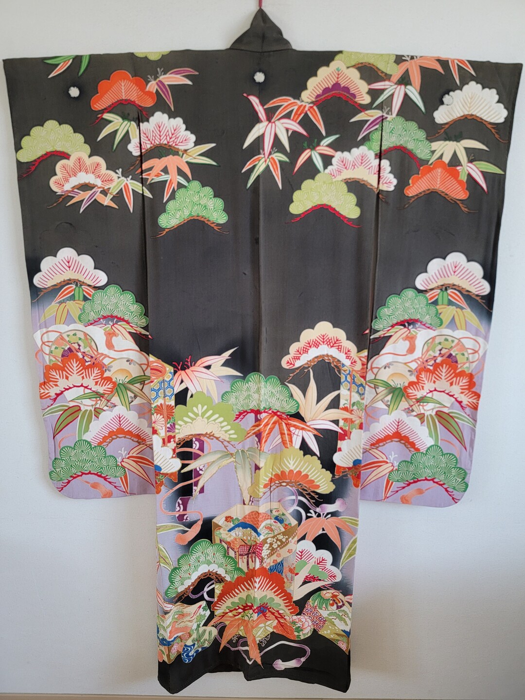 Antique Japanese Silk Kimono Robe, Gown, Dressing, Lingerie, Nightwear ...