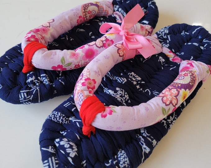 24cmjapanese Nuno Zori, Tabi, Geta, Made by Splitting a Japanese Yukata ...