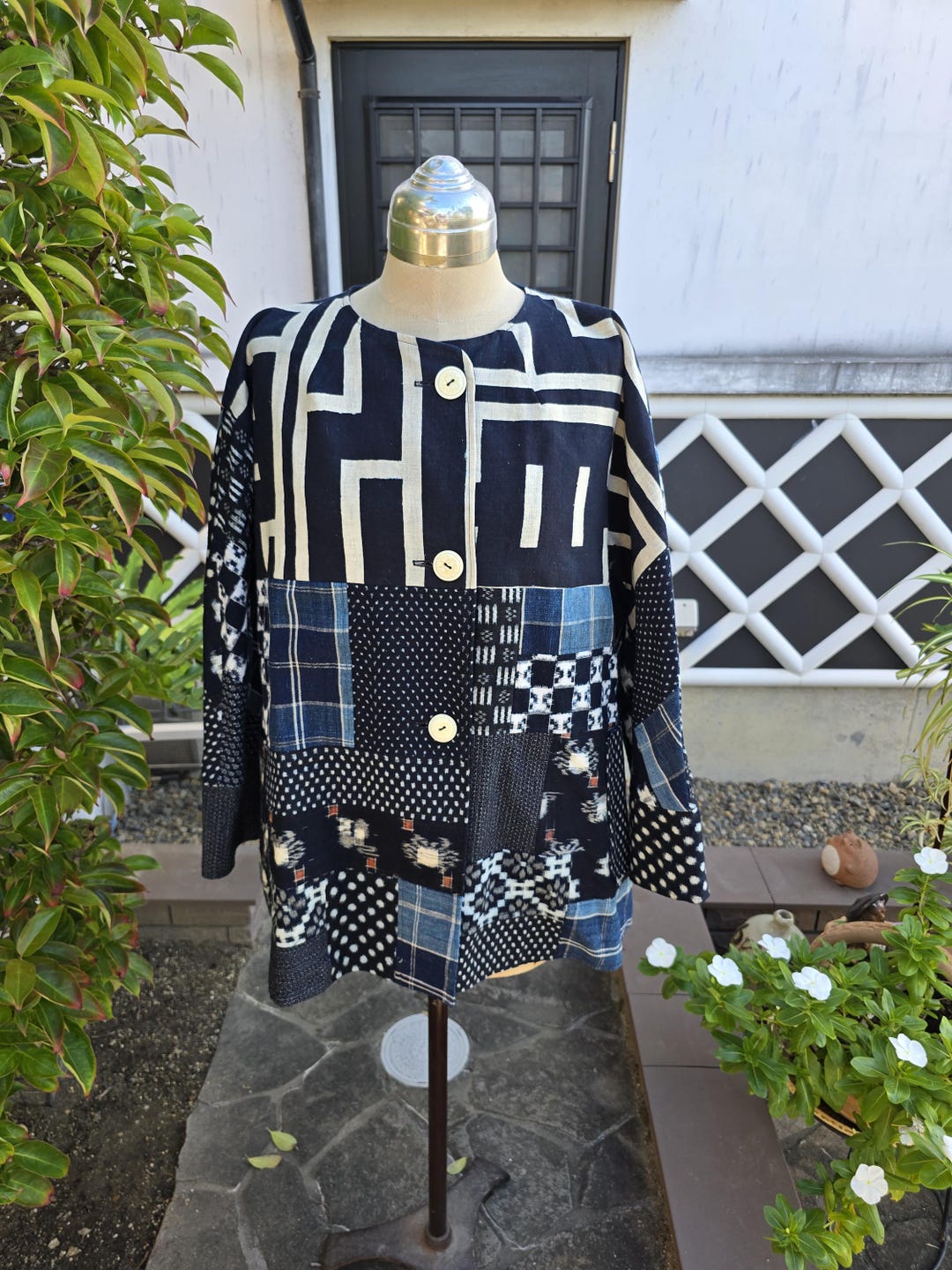 Kimono Remake, Handmade From Old Cloth, Hanten, Egasuri, Reversible ...