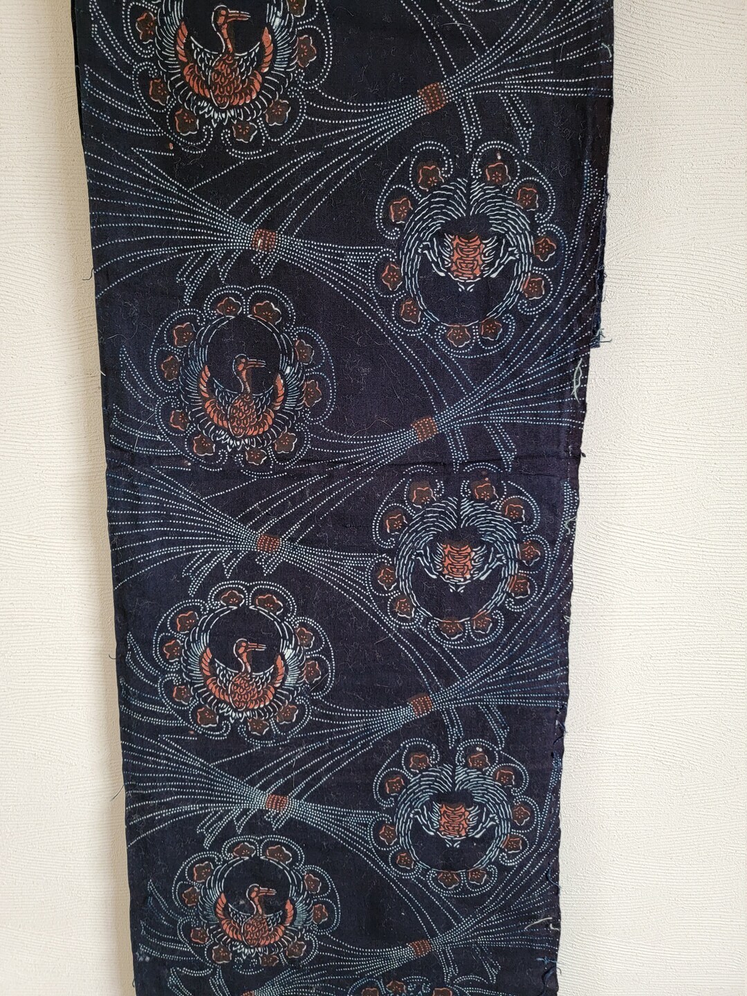 KATAGAMI Vintage Japanese Kimono Fabric Indigo Blue , KATAZOME ,dyed ...