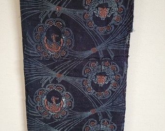 KATAGAMI Vintage Japanese Kimono Fabric Indigo Blue, KATAZOME, Dyed ...