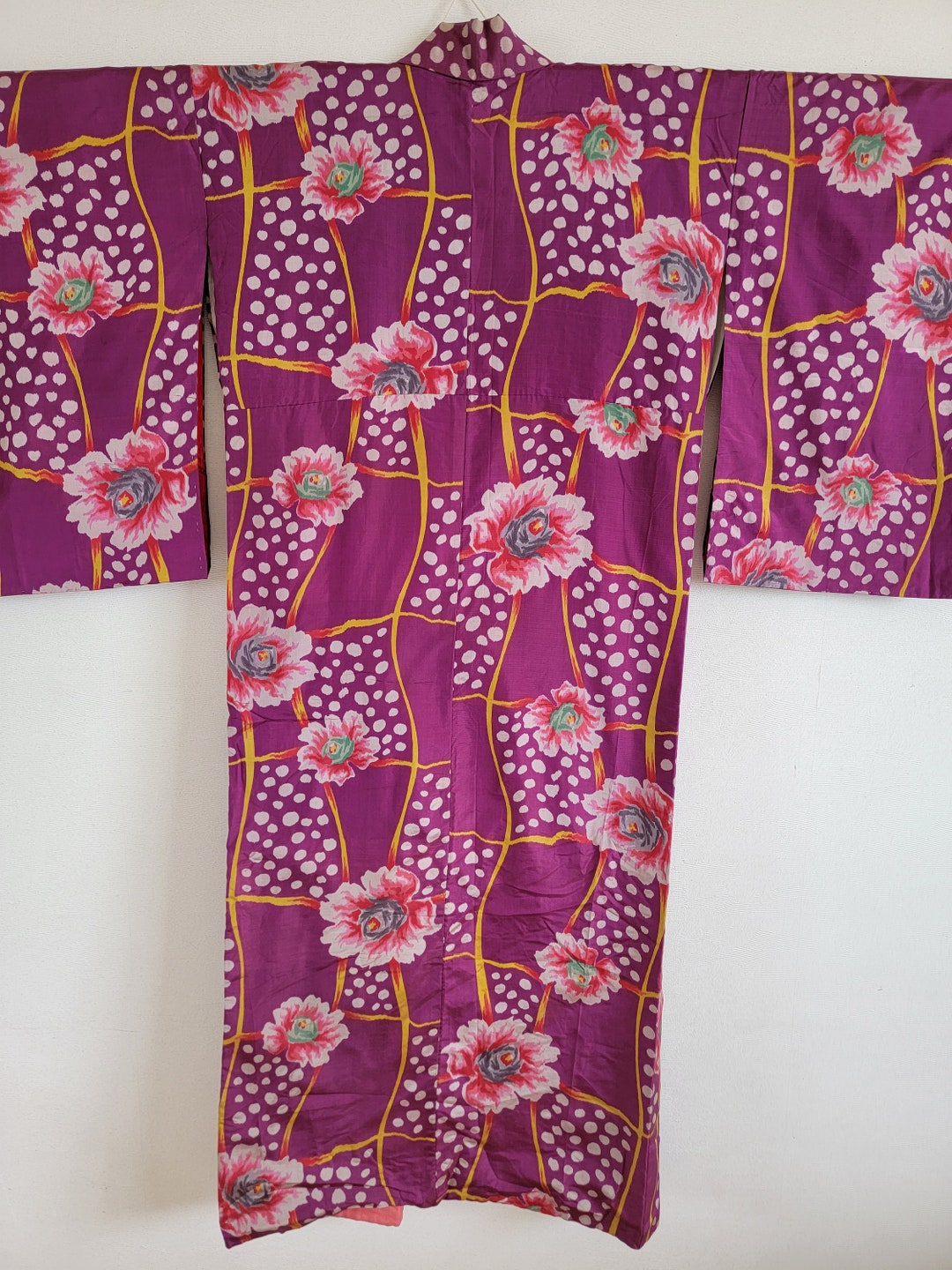 Antique Japanese Silk Kimono Robe, Gown, Dressing,lingerie, Nightwear ...