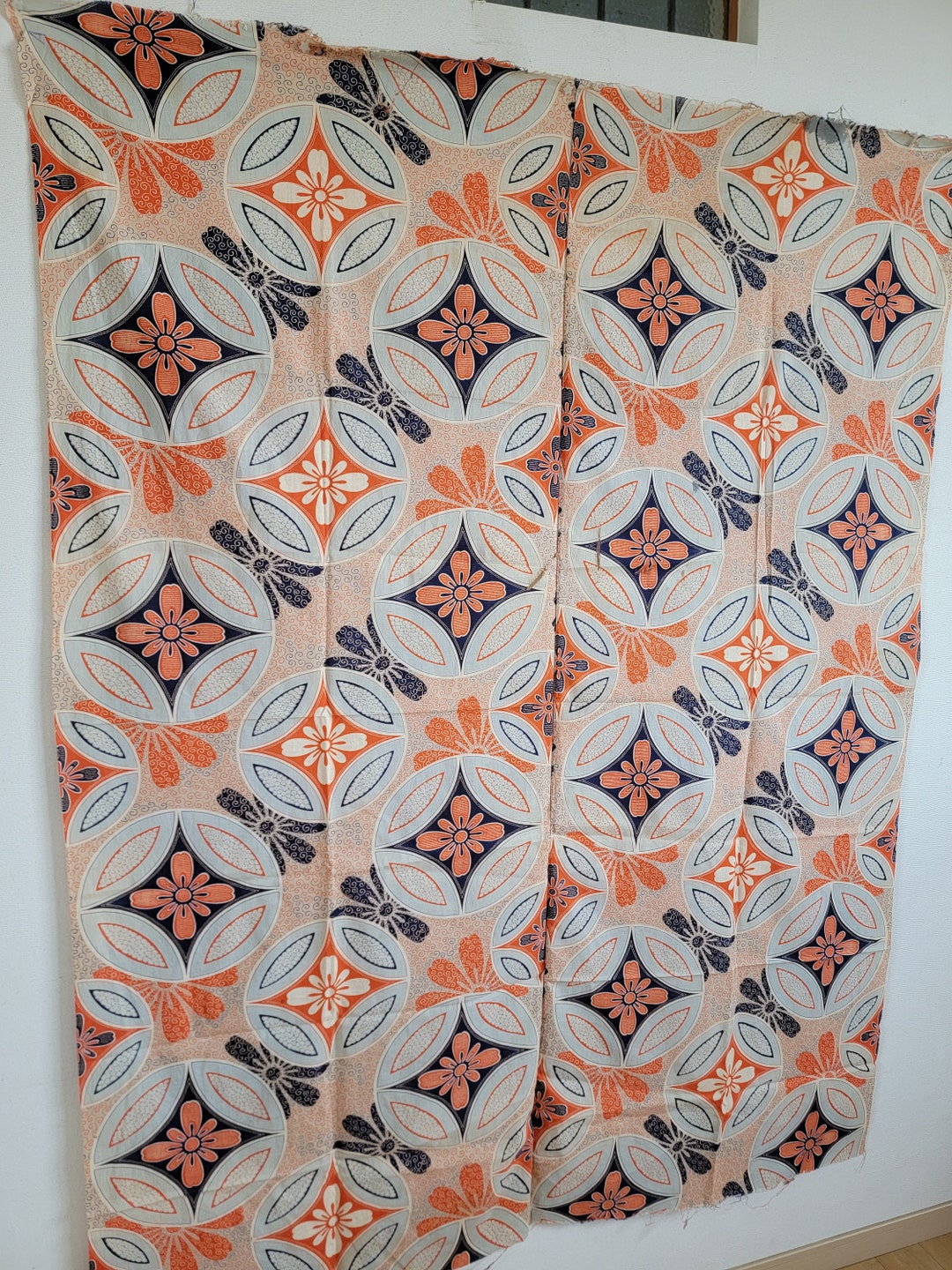 Japanese Kimono Fabric, KATAZOME, Sarasa Dyed Textiles, 171cm×133cm ...