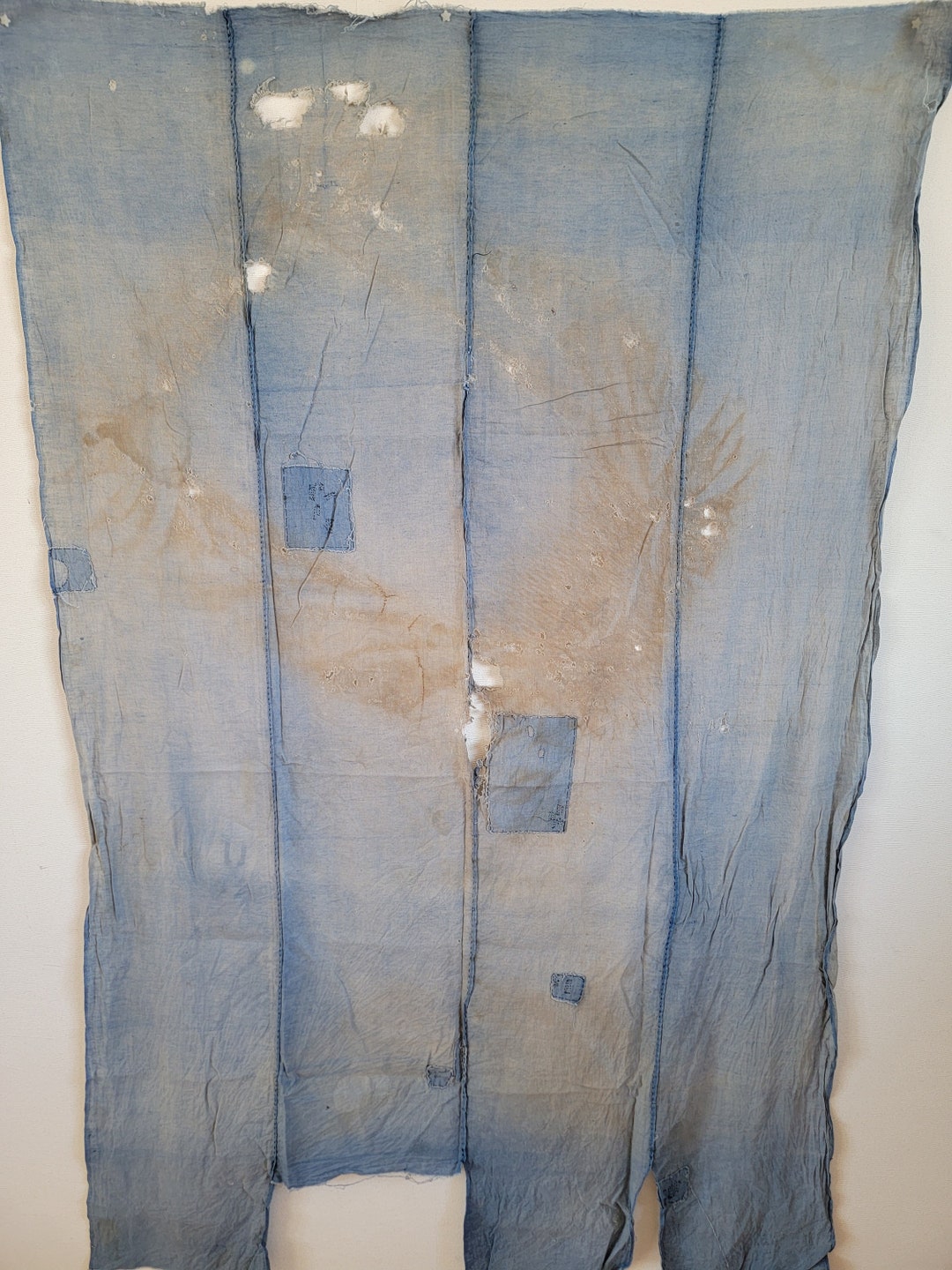 Vintage Japanese Kimono Fabric Indigo Blue Asagi Color BORO - Etsy