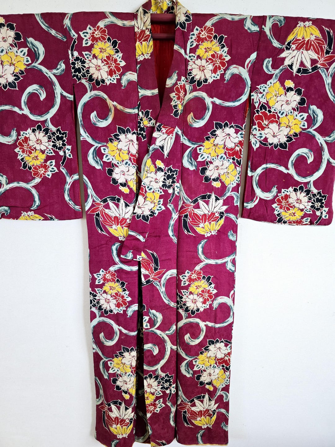 Antique Japanese Silk Kimono Robe, Gown, Dressing,lingerie, Nightwear ...
