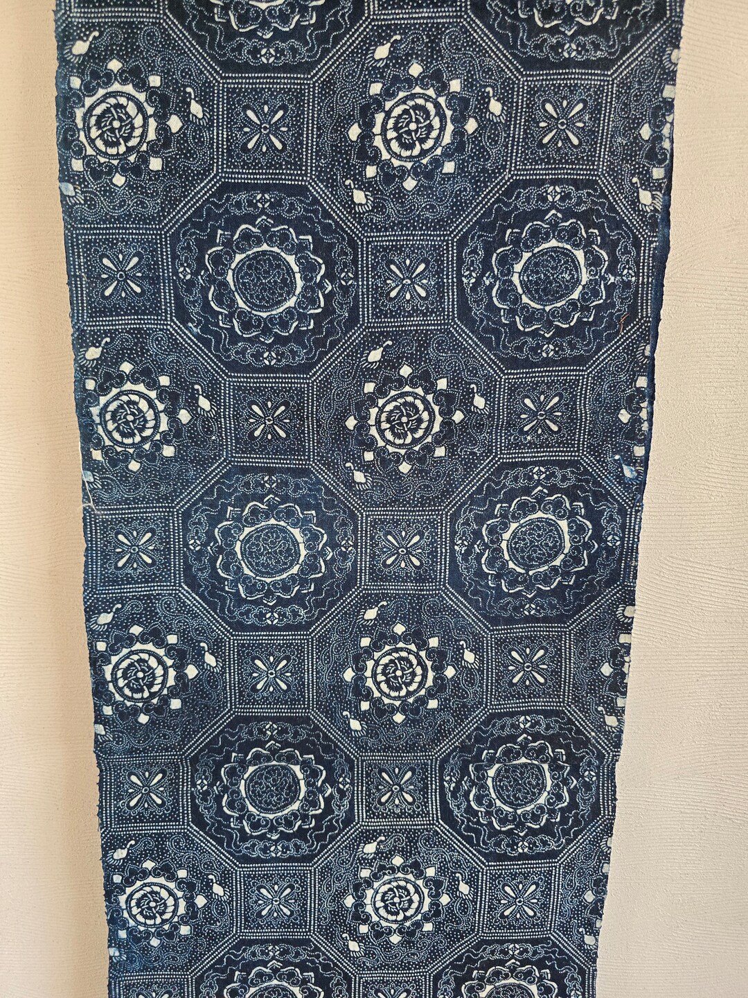 KATAGAMI Vintage Japanese Kimono Fabric Indigo Blue, KATAZOME, Dyed ...