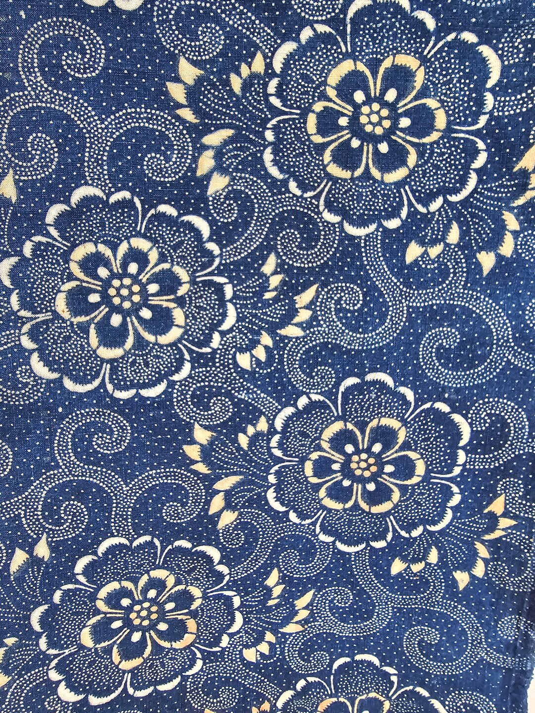KATAGAMI Vintage Japanese Kimono Fabric Indigo Blue, KATAZOME, Dyed ...