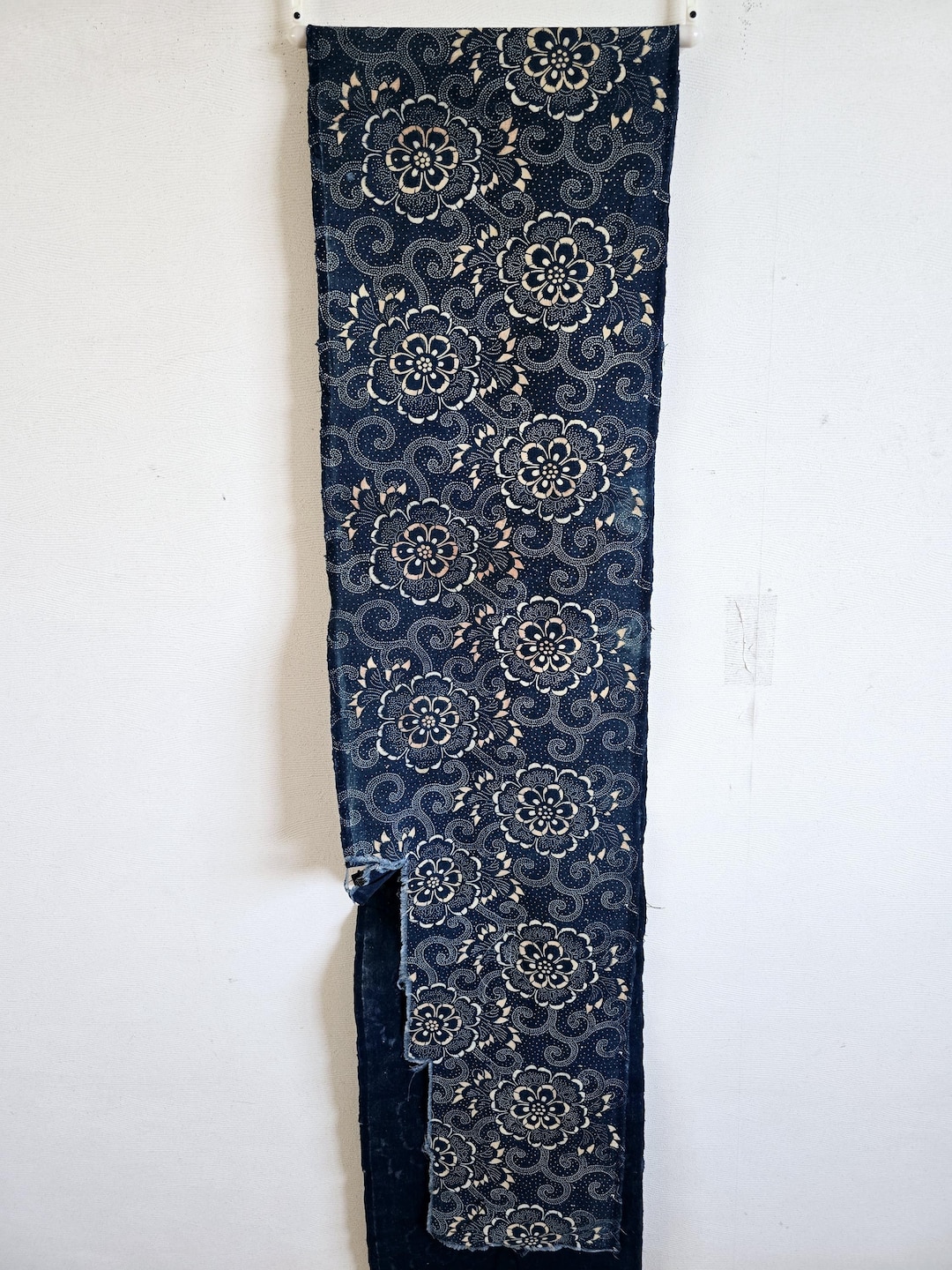 KATAGAMI Vintage Japanese Kimono Fabric Indigo Blue , KATAZOME ,dyed ...