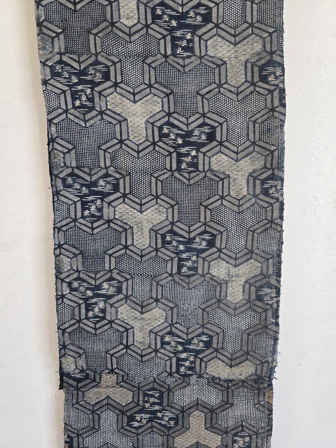 KATAGAMI Vintage Japanese Kimono Fabric Indigo Blue , KATAZOME ,dyed ...