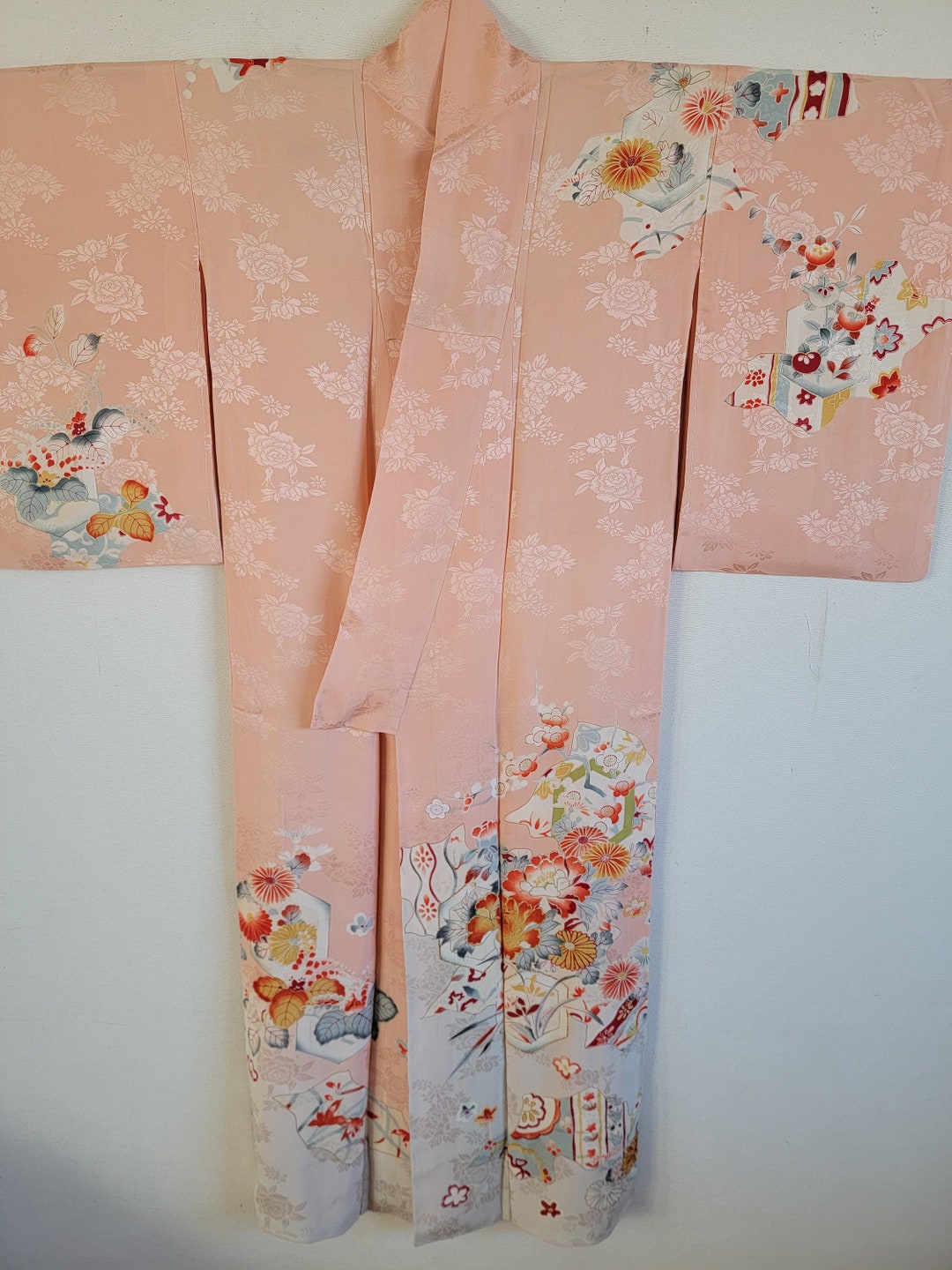 Antique Japanese Silk Kimono Robe, Gown, Dressing,lingerie, Nightwear ...