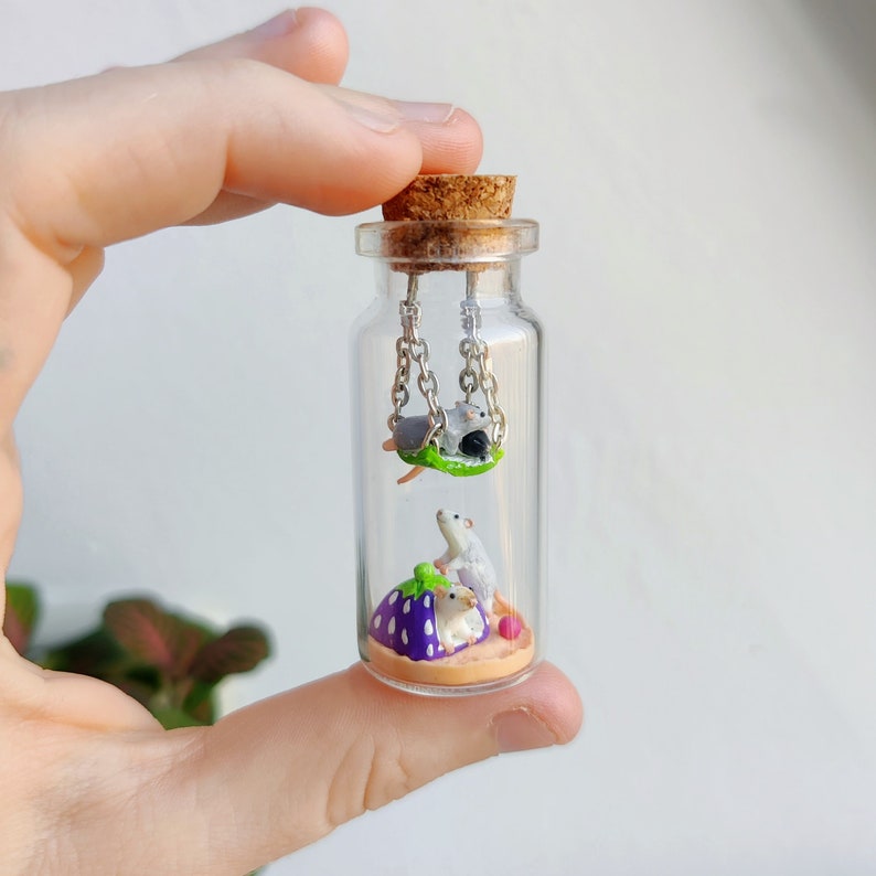 Four Little Rats in a Glas-bottle / Unique Miniature Figure/ - Etsy