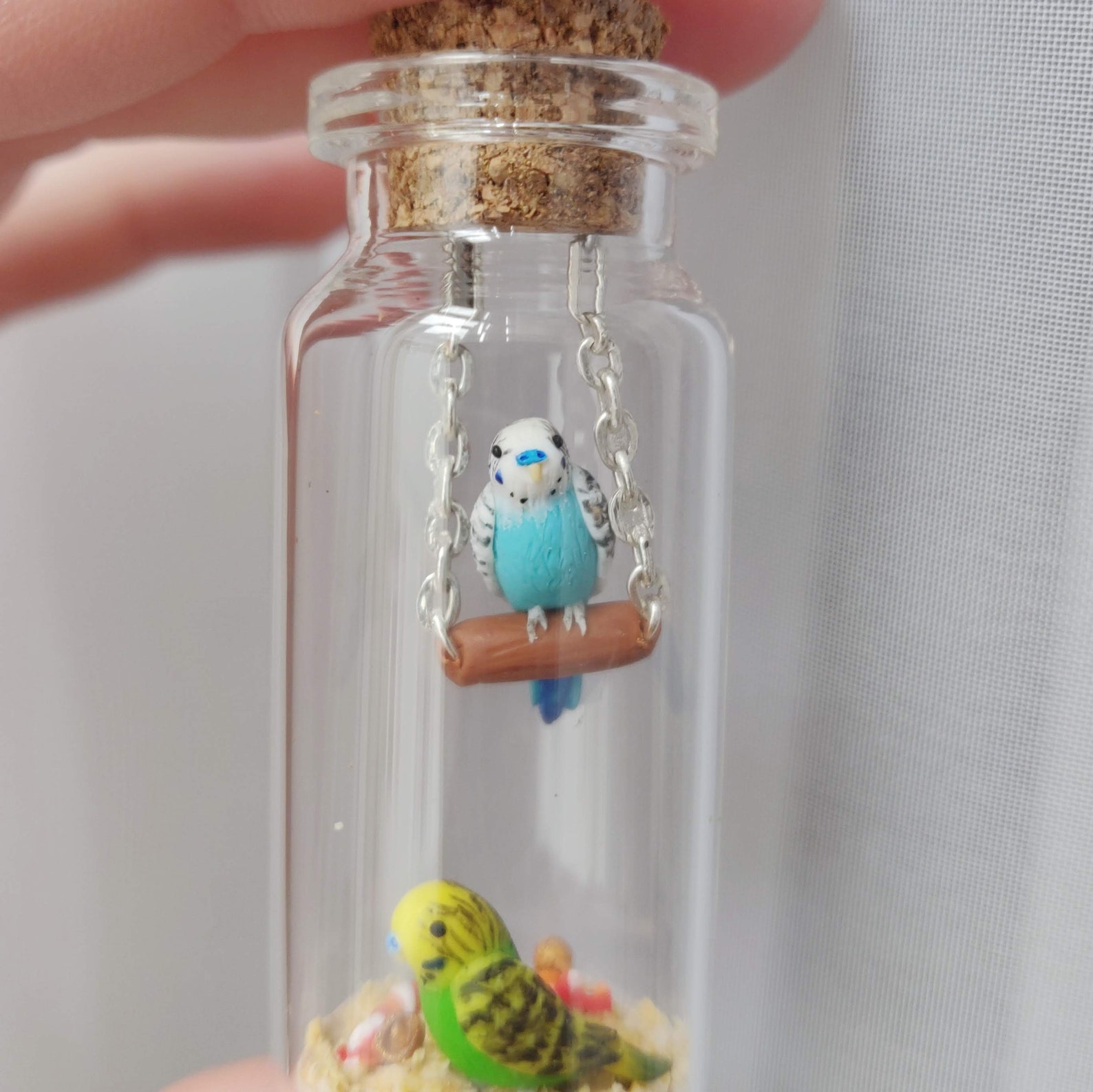 Two Cute Budgies in a Glas-bottle / Unique Miniature Figure/ - Etsy Canada